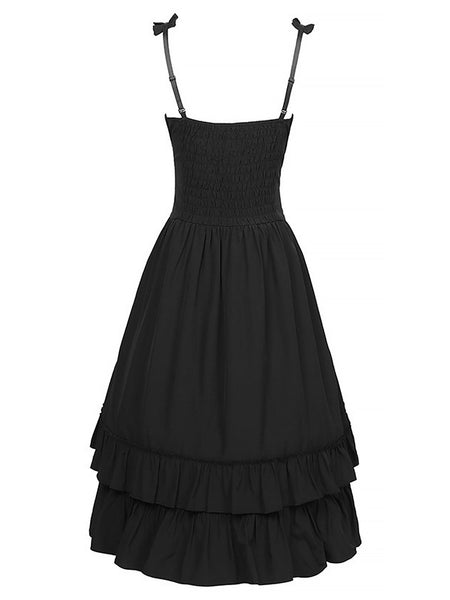 Robe superposée à cordon de serrage et col carré uni des années 1930 ...